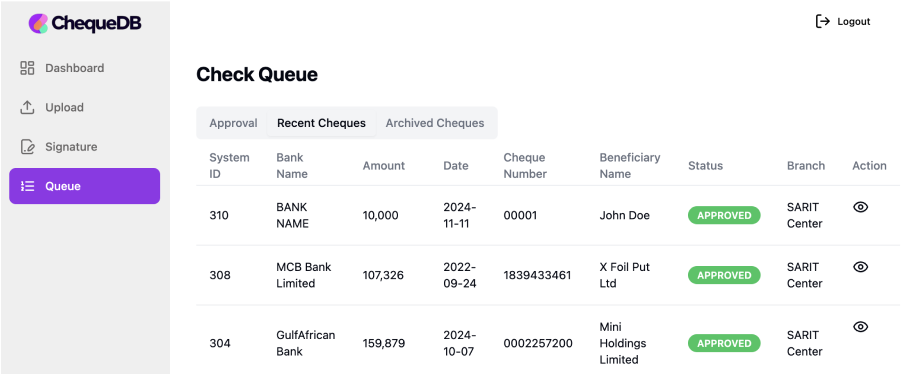 ChequeDB - Cheque Data Extraction
